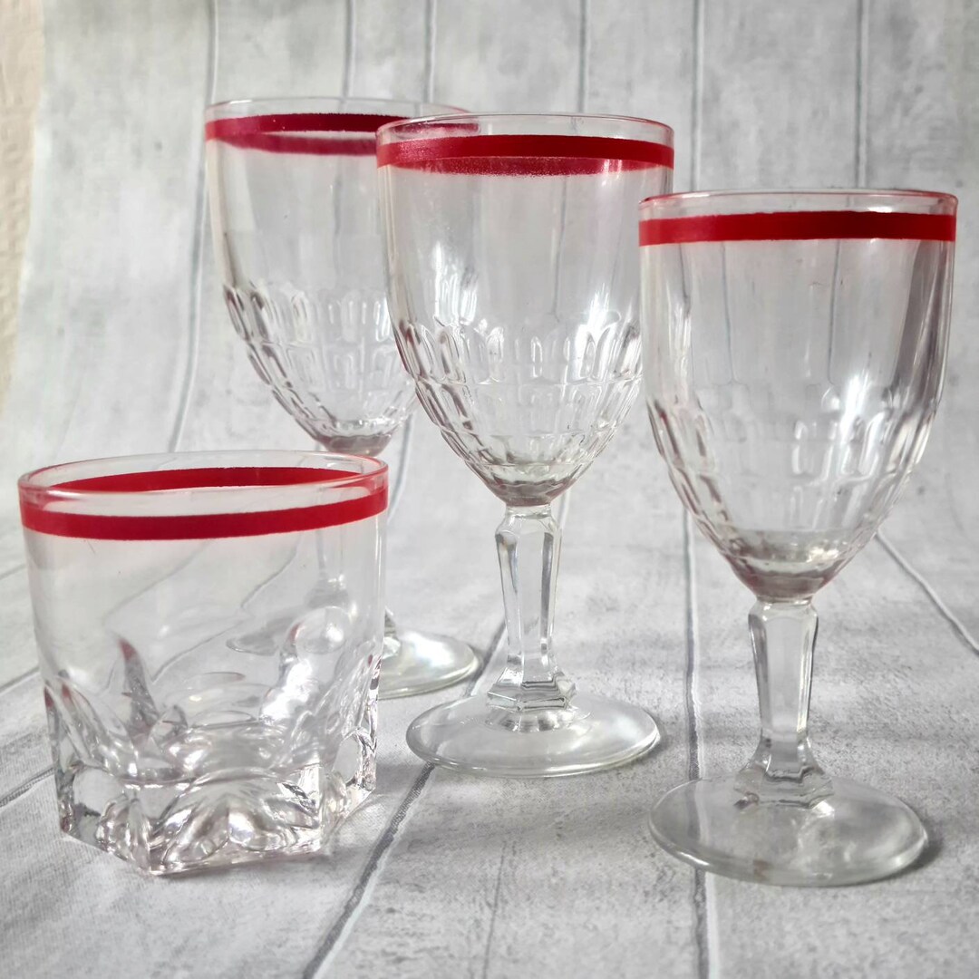 HUGE Full Set of 24 Vintage Crystal Bar Glasses. Wine Glasses,stemware ...