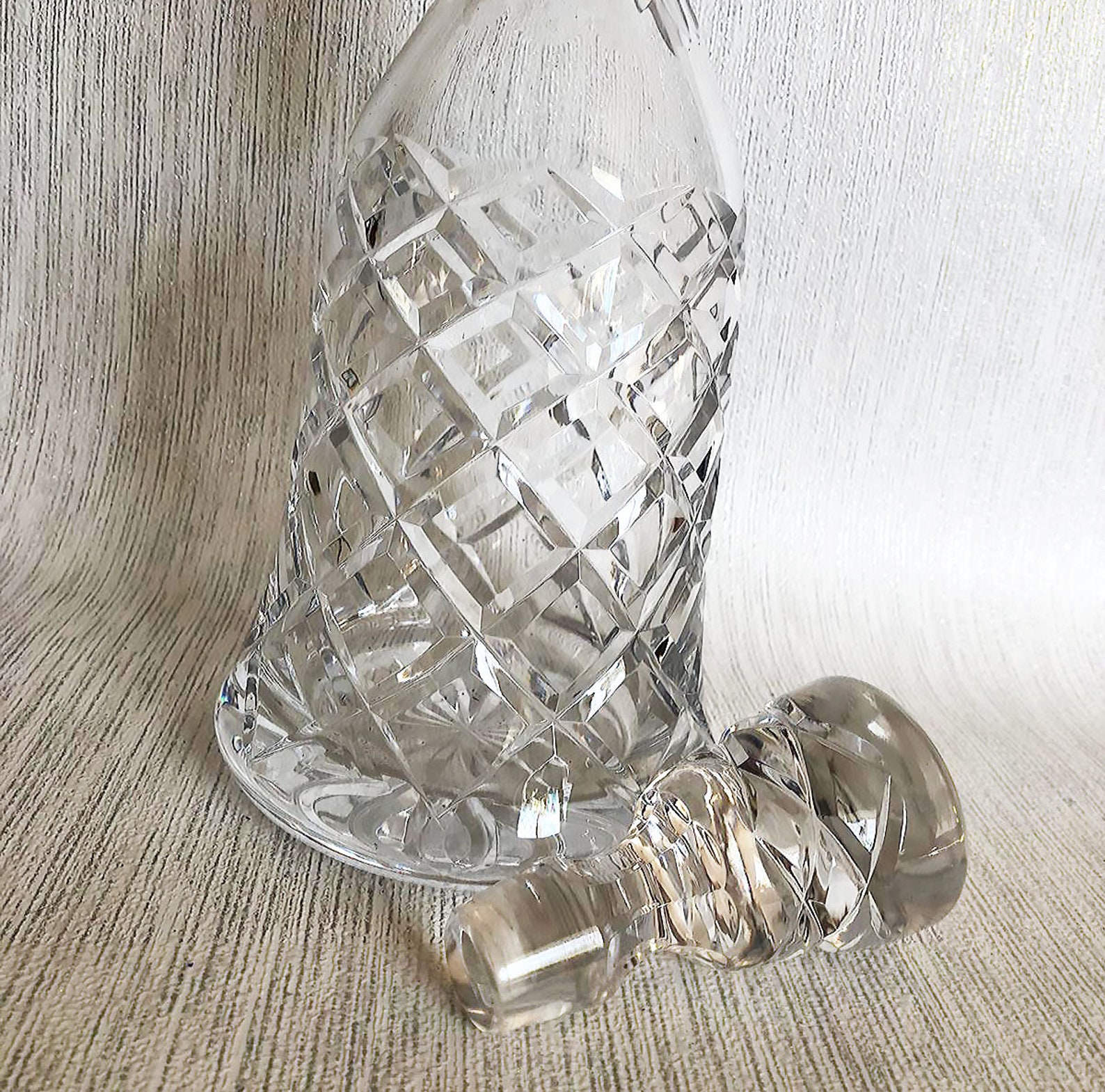 Vintage Decanter. Tall Bell Shape Crystal Decanter. Diamond Cut Heavy ...