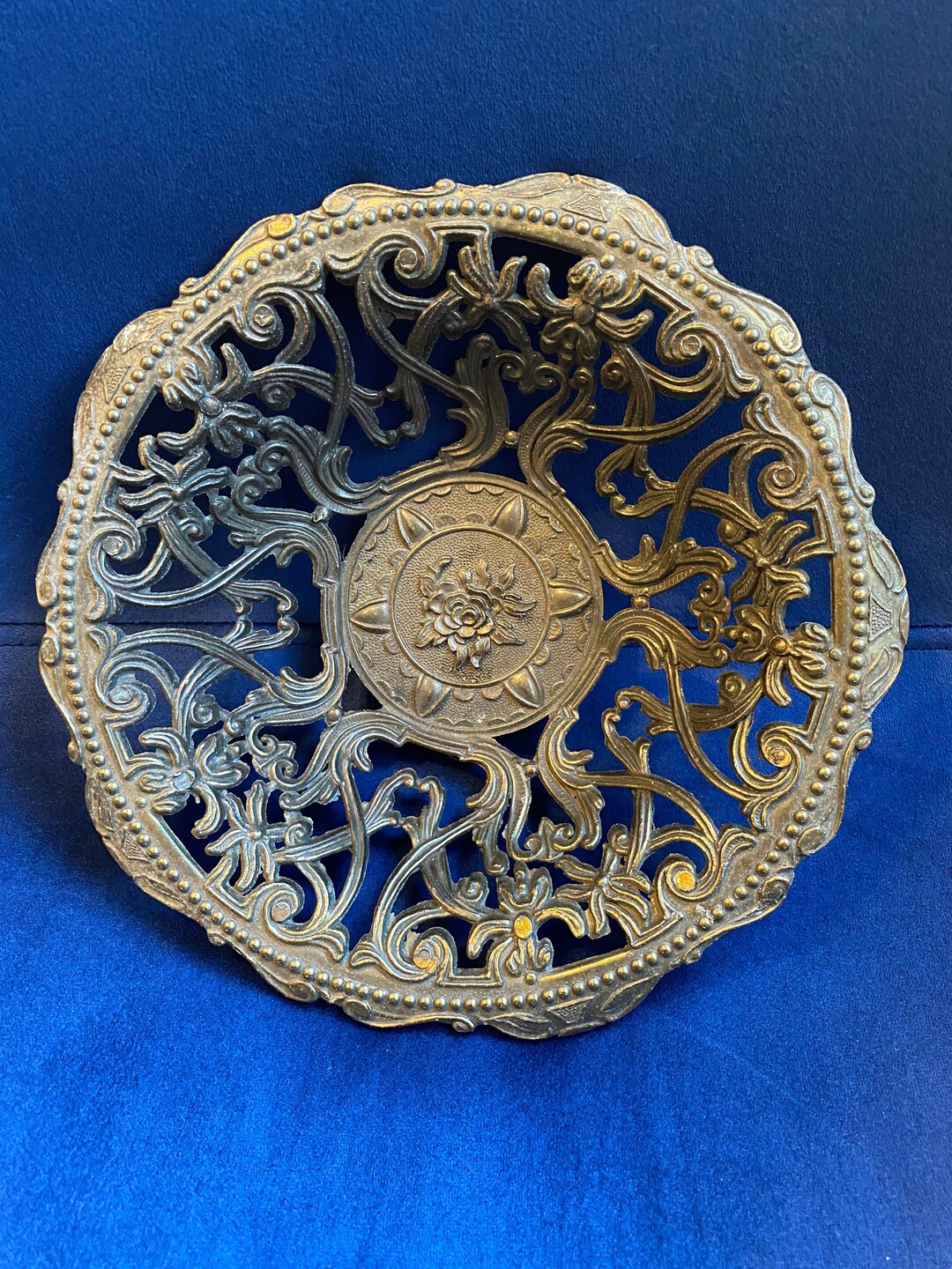 Vintage Italian Depose Brass Metal Ornate Decorative Bowl Made in Italy ...