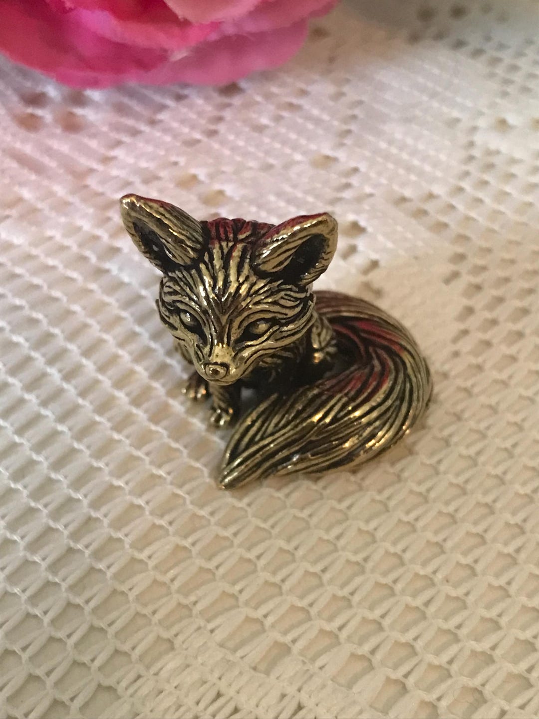 Mini Brass Fox Figurine | Vintage Shelf Decor - Etsy