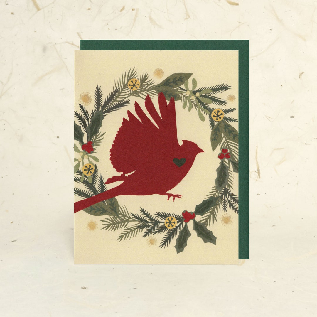 Cardinal Holiday Recycled Paper Card - Etsy