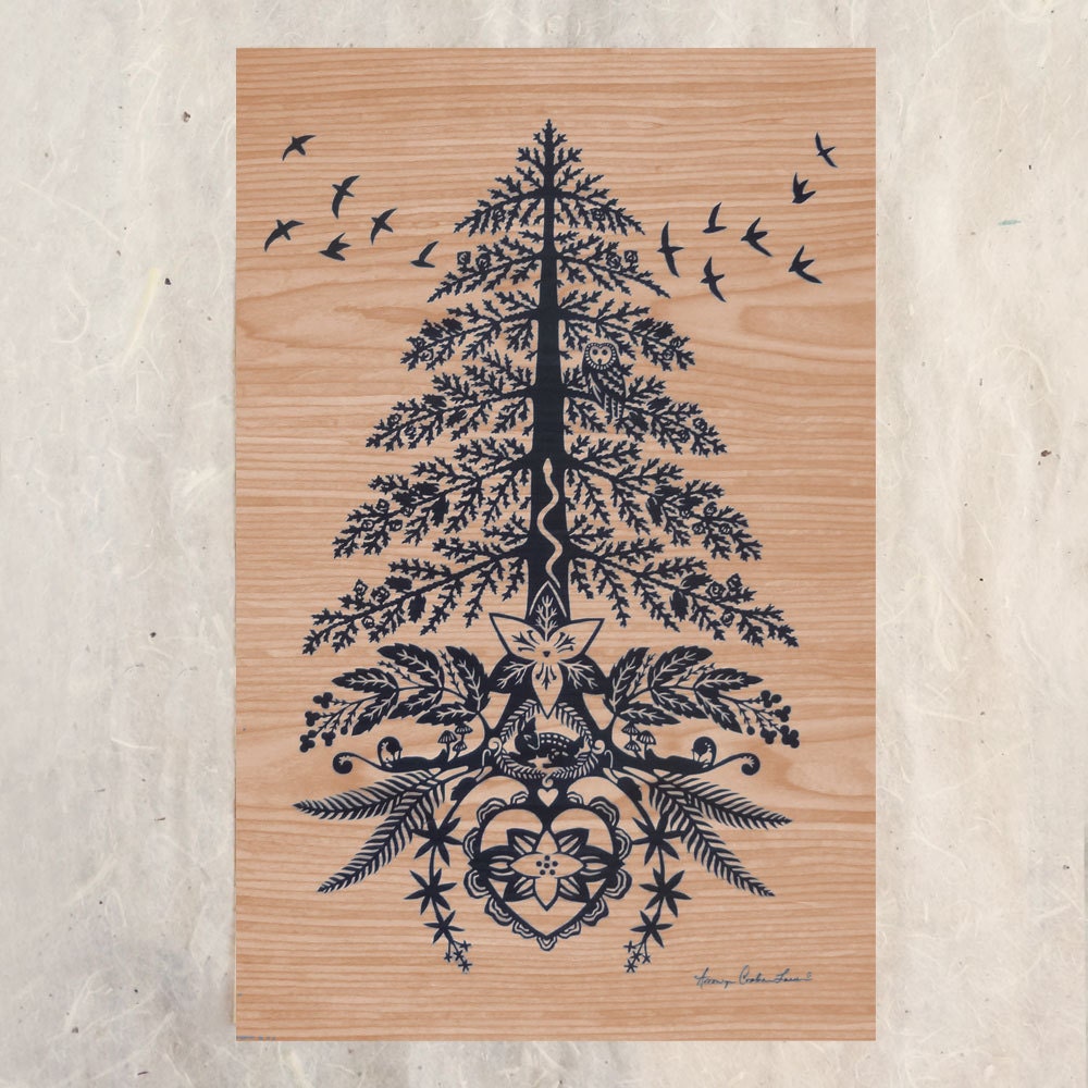 Eco-friendly Red Cedar Cut Paper Fine Art Wood Print - Etsy