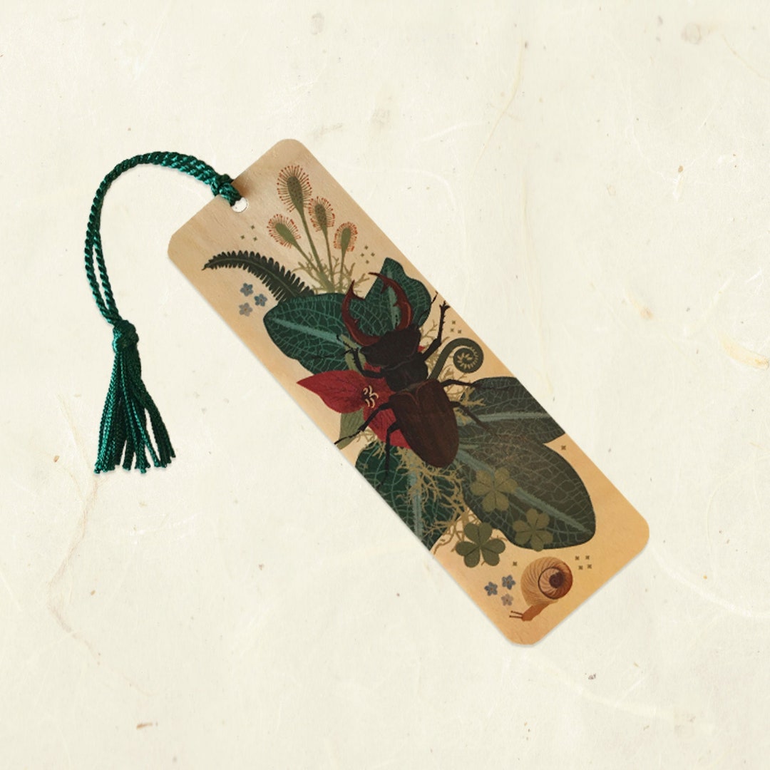 Stag Beetle Sustainable Wood Bookmark With Tassel - Etsy