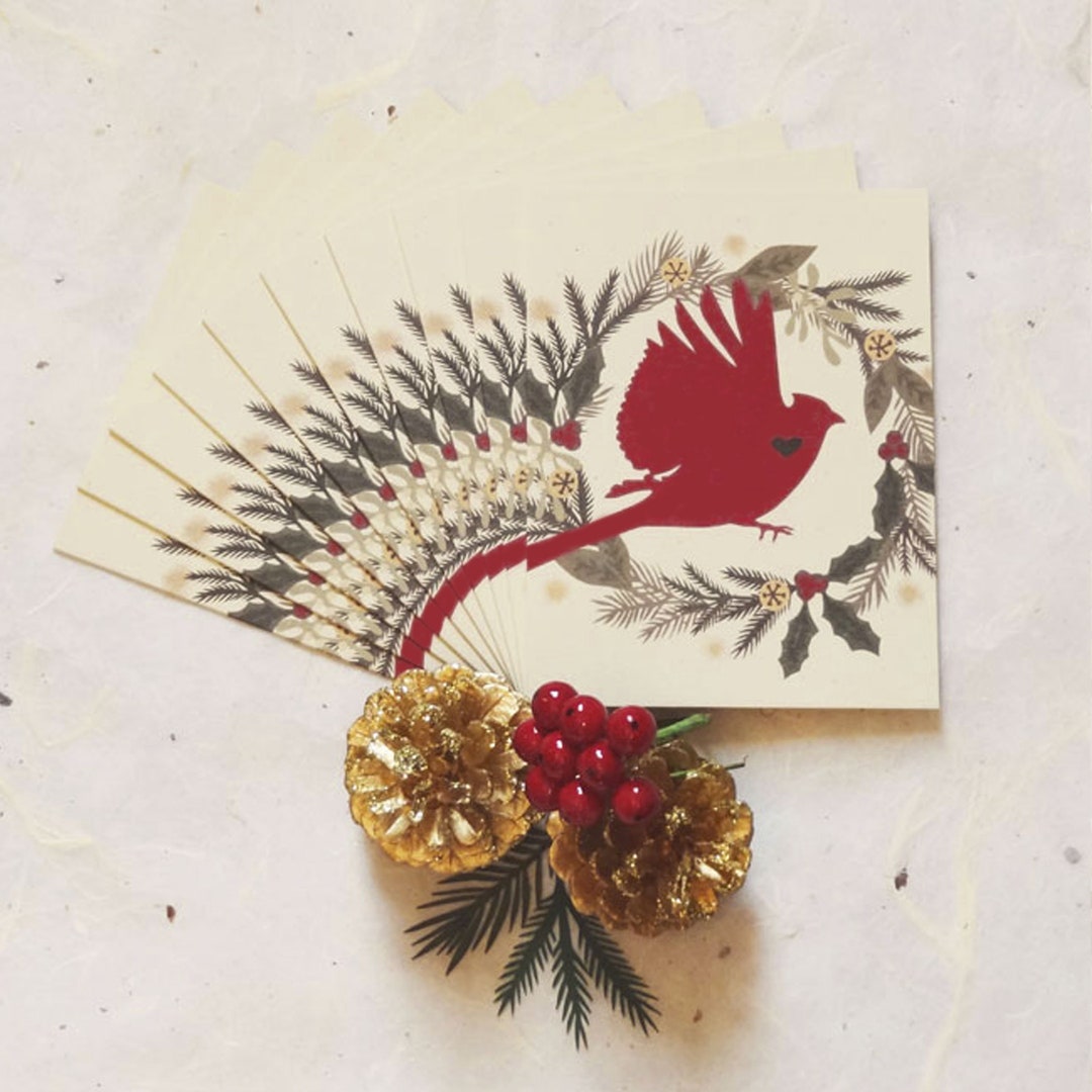 Cardinal Holiday Boxed Set of 10 Recycled Cards - Etsy