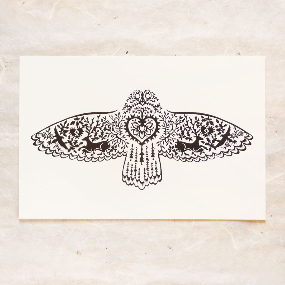 Owl Silhouette Papercut Fine Art Recycled Paper Print - Etsy