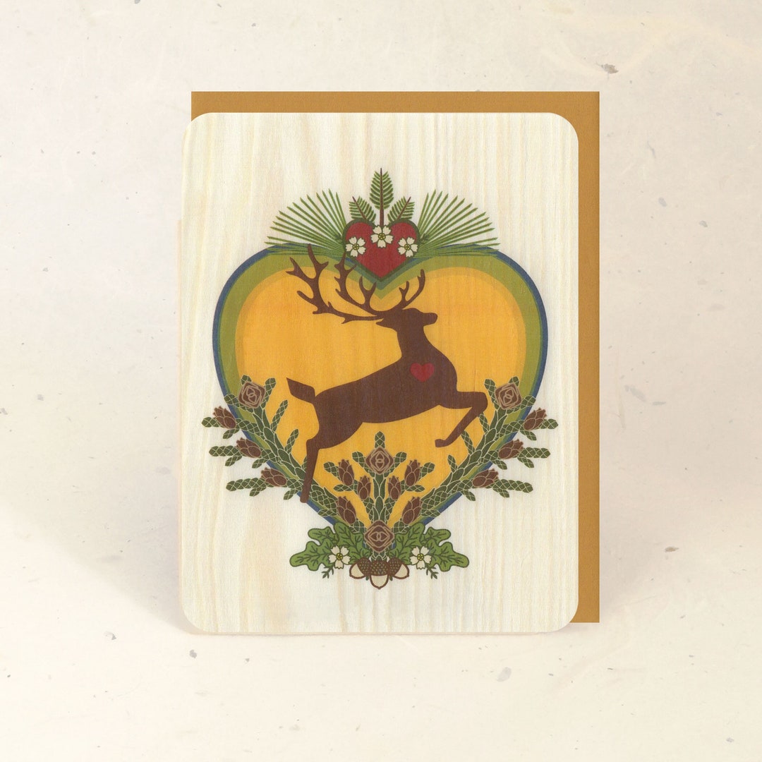 Sun Stag Sustainable Wood Greeting Card - Etsy