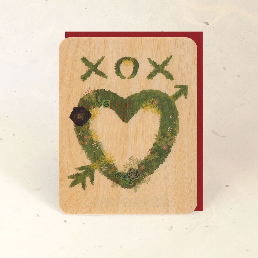 Moss Heart Sustainable Wood Greeting Card - Etsy