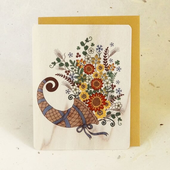 Cornucopia Sustainable Wood Greeting Card | Etsy