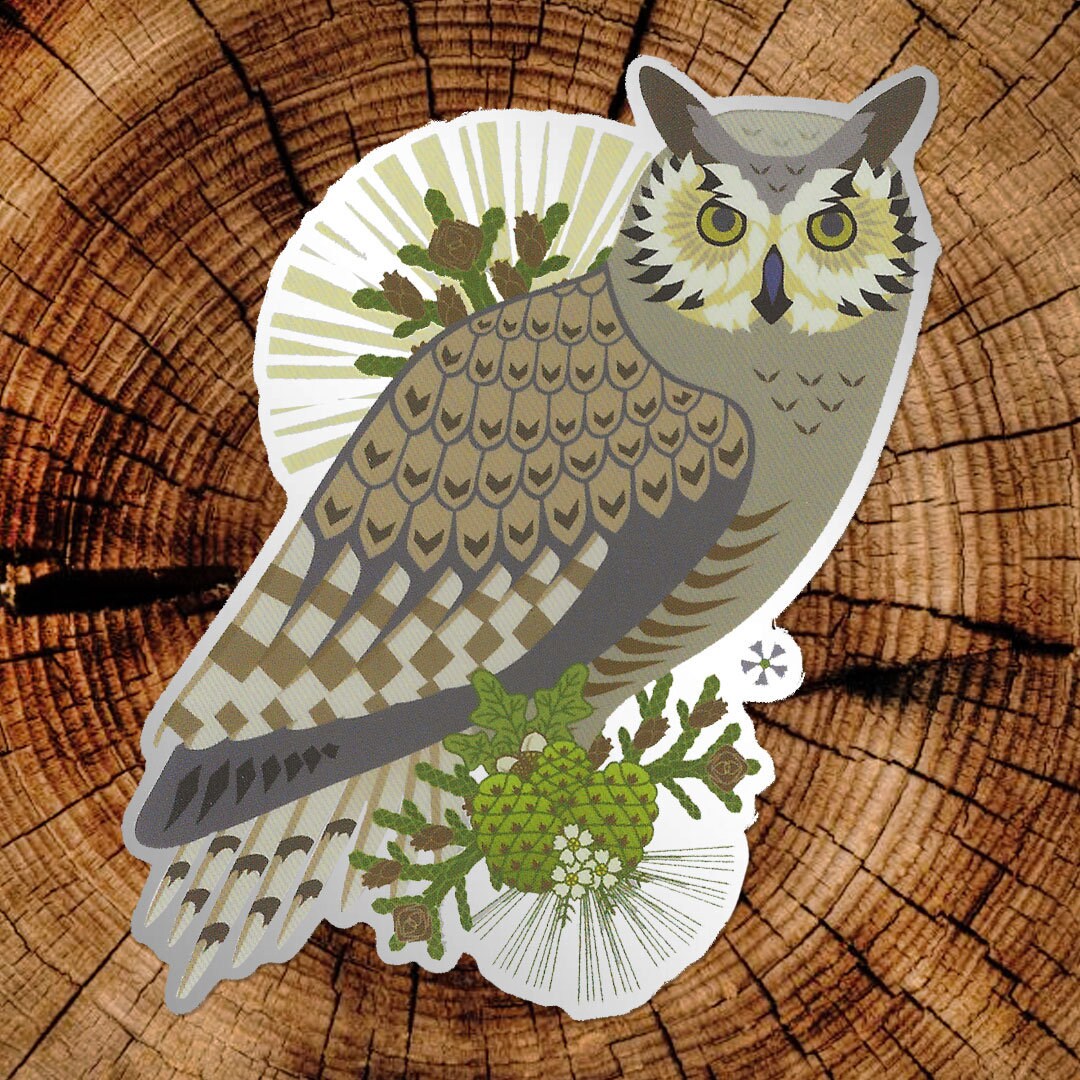 Great-horned Owl Matte Mirror Pvc-free Sticker - Etsy