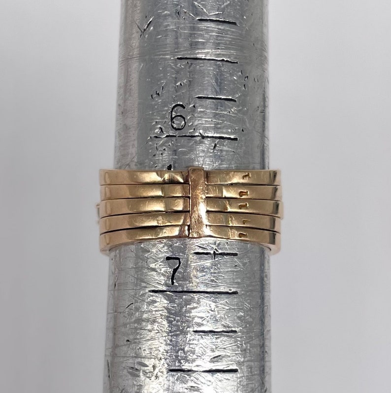 Antique 12k Yellow Gold Ruby & Rose Cut Diamond Victorian 5-band Harem ...