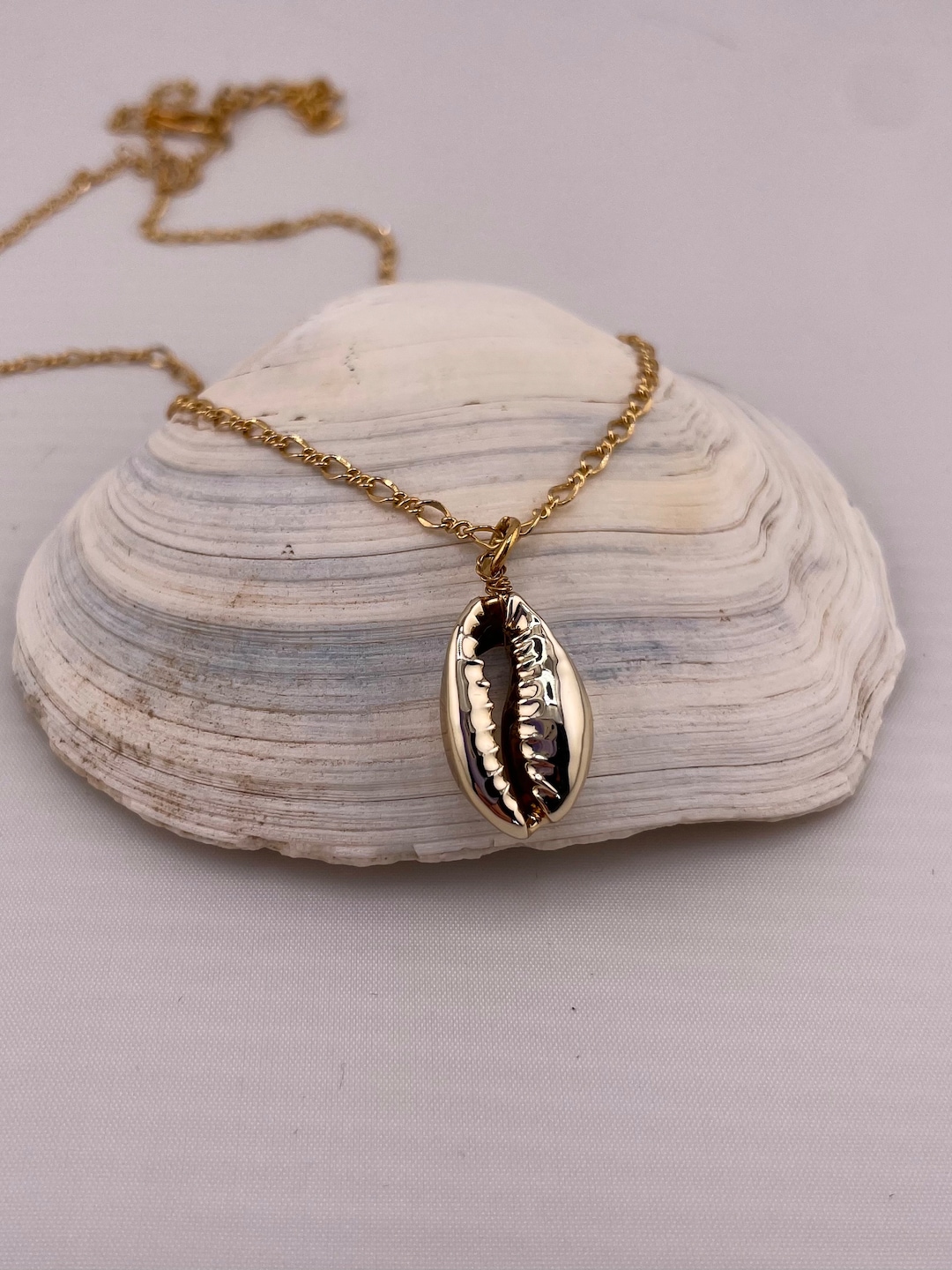 Golden Oceans, Gold Cowrie Shell Necklace, Gold Electroplated Cowrie ...