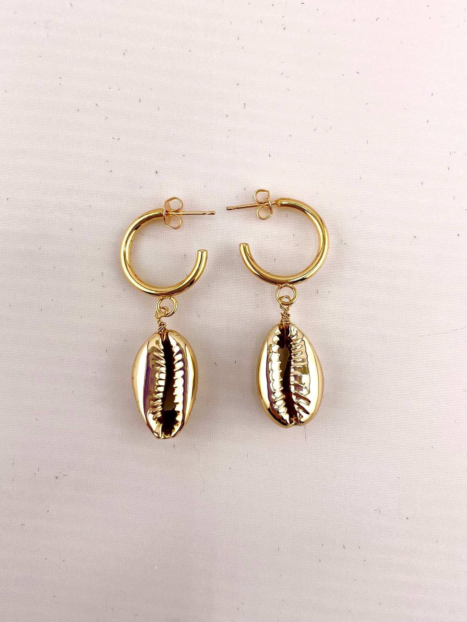 Gold Electroplated Cowrie Shell Hoop Earrings - Etsy