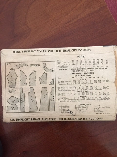 1920 Vintage Simplicity Flapper Day Dress Pattern 1234 Size 16 - Etsy