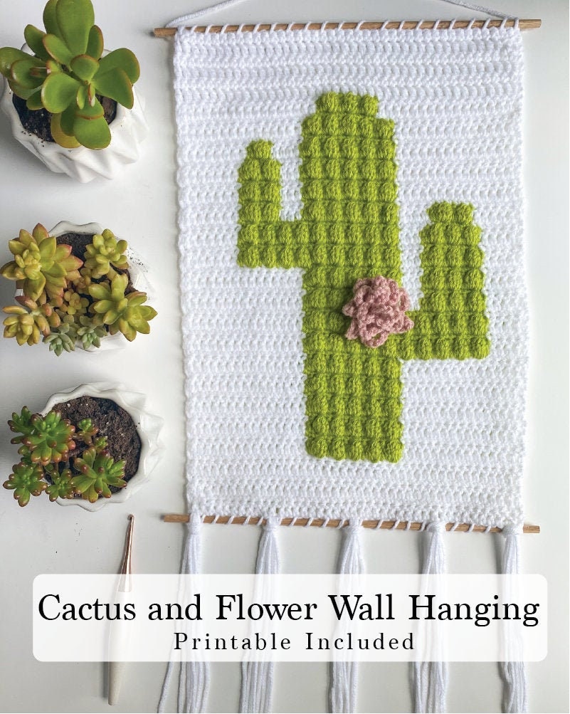 Cactus and Flower Wall Hanging Pattern - Printable Included - Etsy
