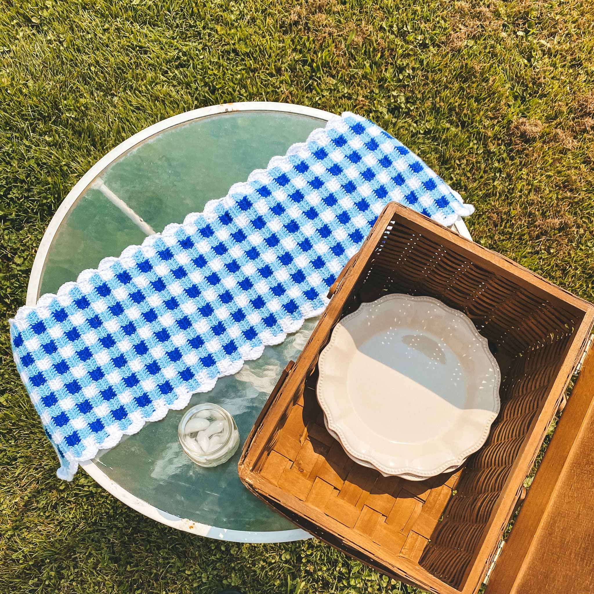 Blue Gingham Table Runner Pattern - Etsy