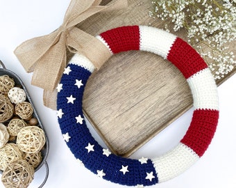 Crochet Independence Day Wreath Pattern - 4th of July - Etsy