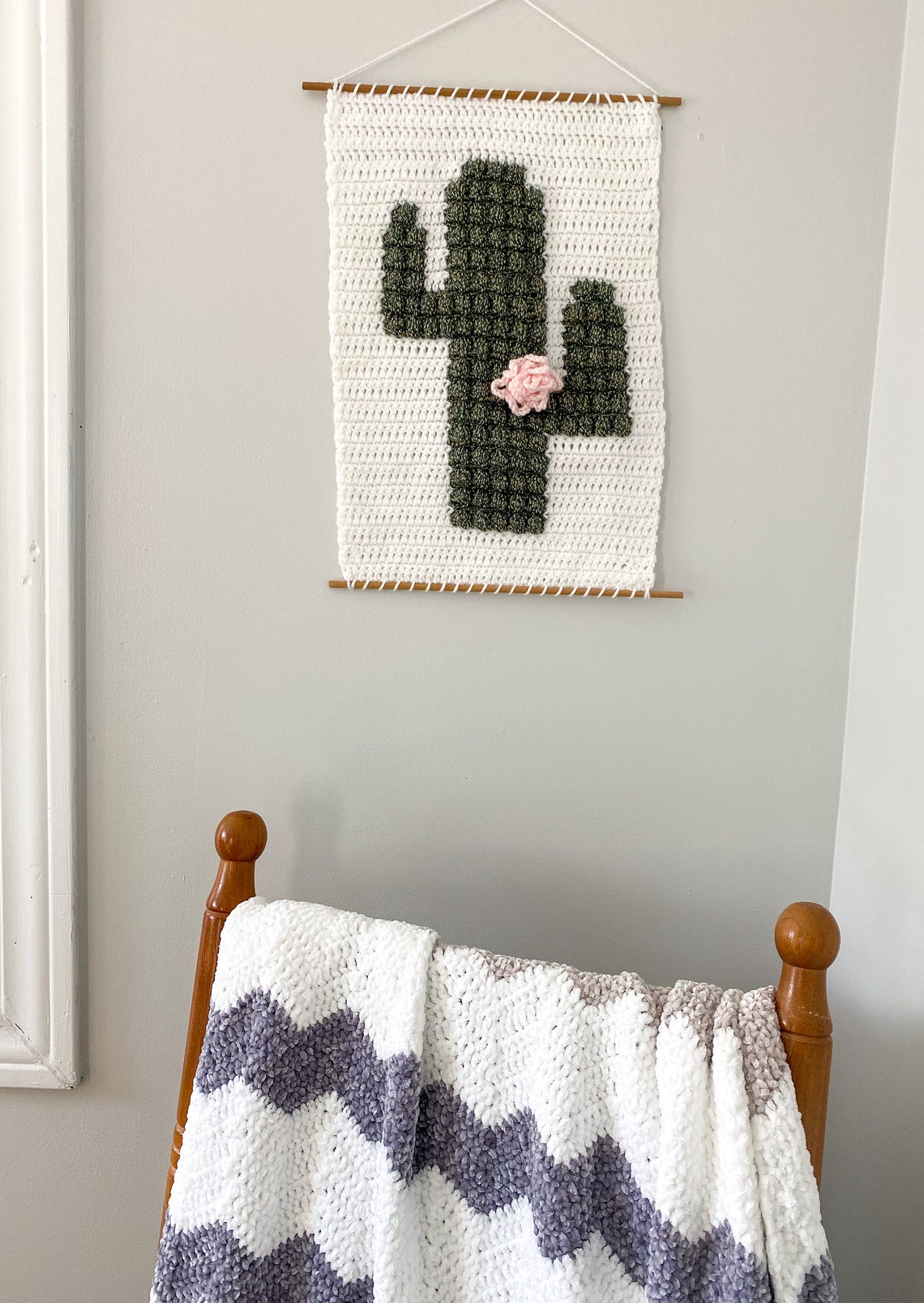 Cactus and Flower Wall Hanging Pattern - Printable Included - Etsy