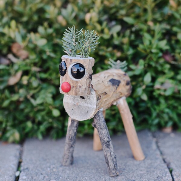 Log Reindeer - Etsy