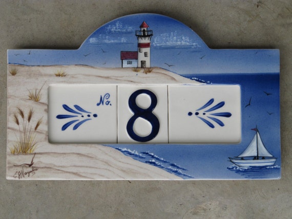 Custom Hand Painted Ceramic House Number Tile Plaque or Sign | Etsy