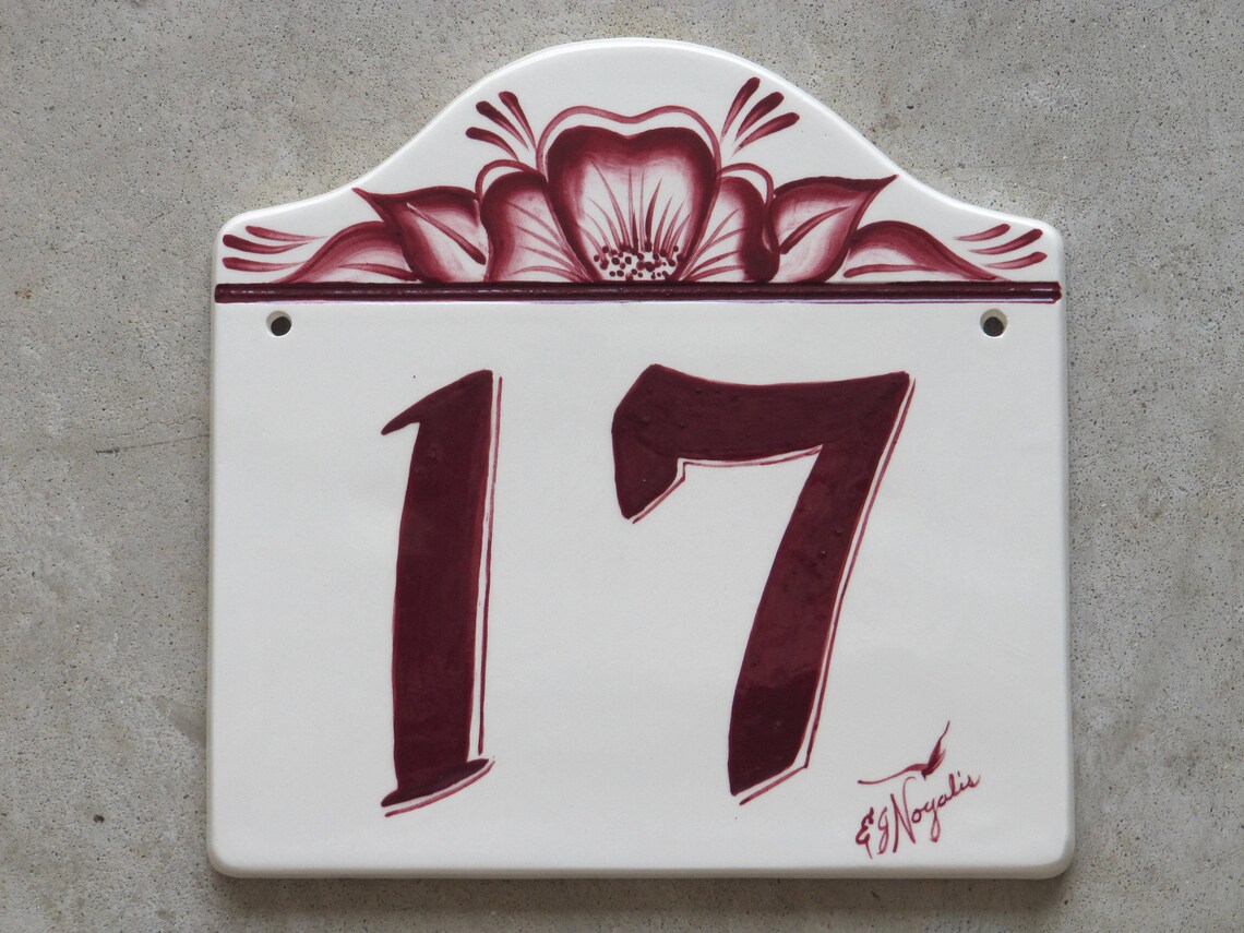 Custom Hand Painted Ceramic House Number Tile Placque or | Etsy