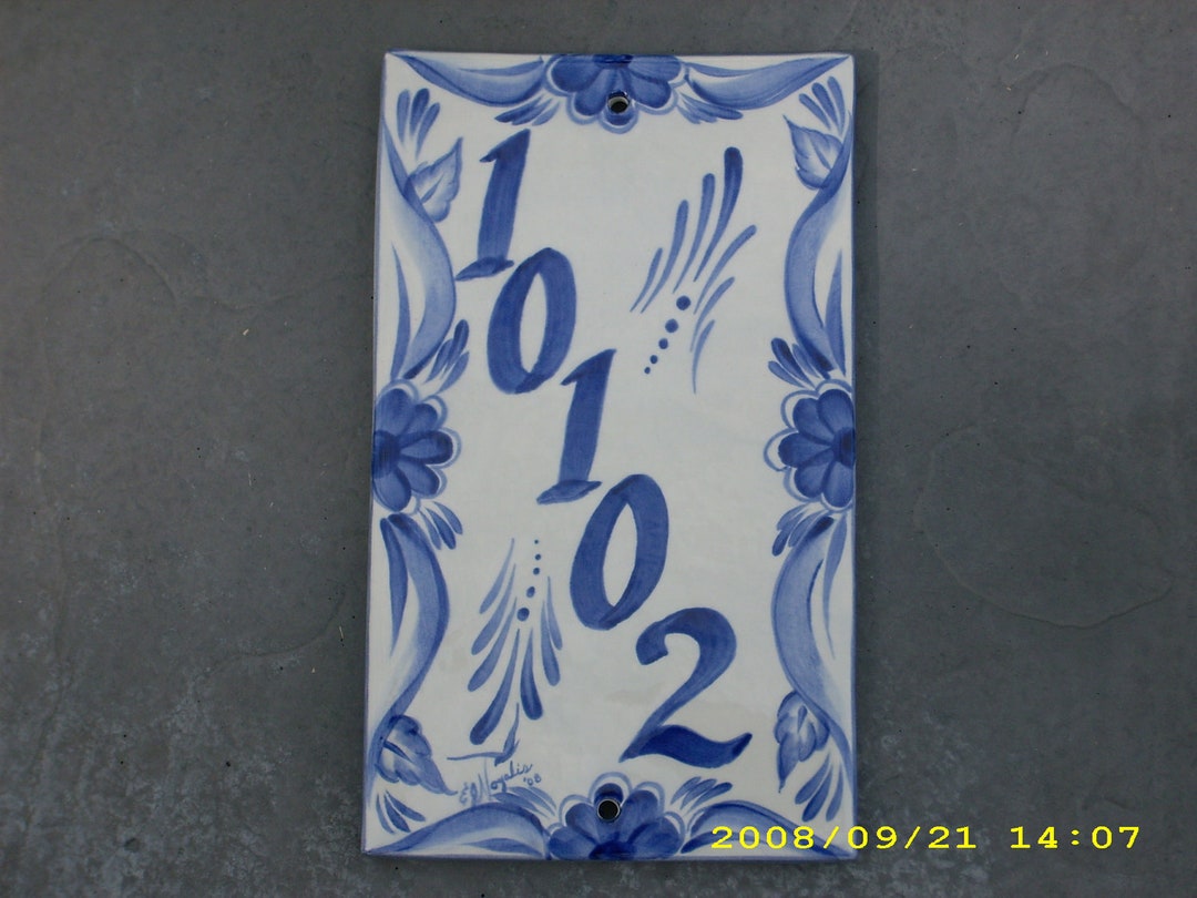 Custom Hand Painted Ceramic House Number Tile, Placque, or Sign - Etsy
