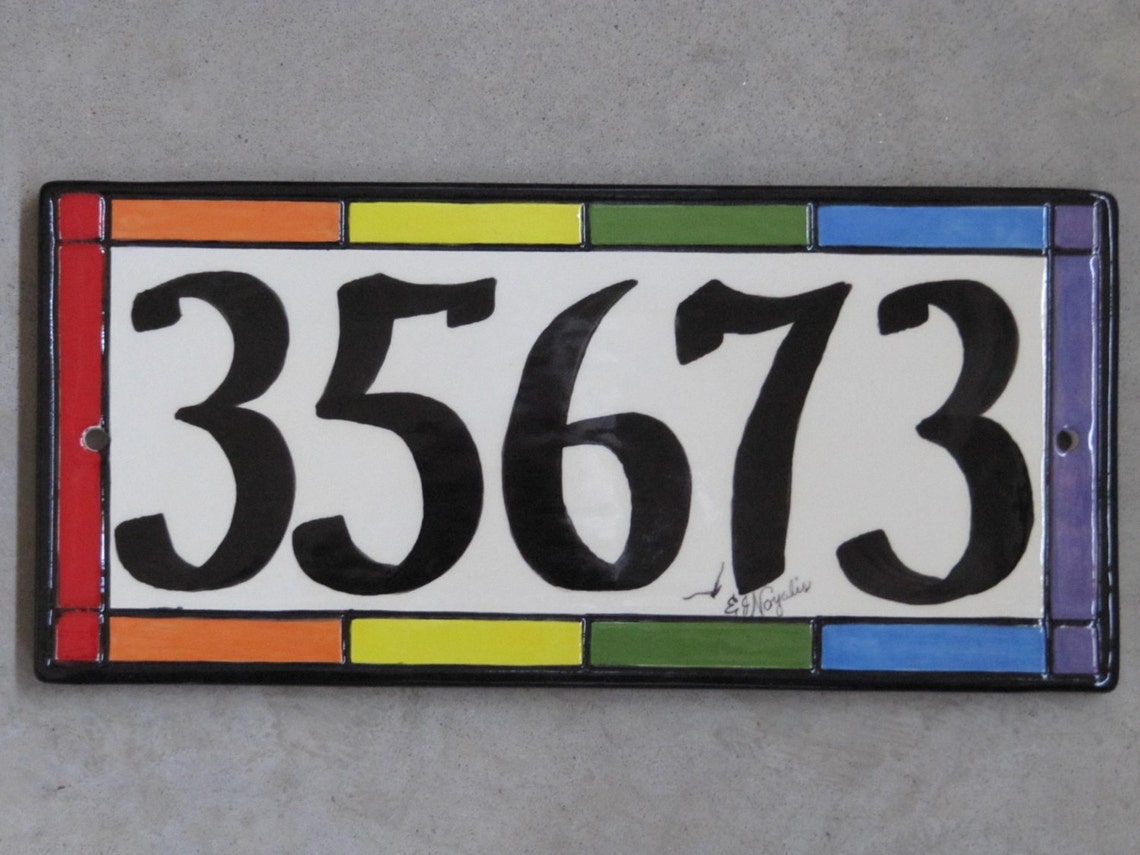 Custom Hand Painted Ceramic House Number Tile, Placque, or Sign - Etsy