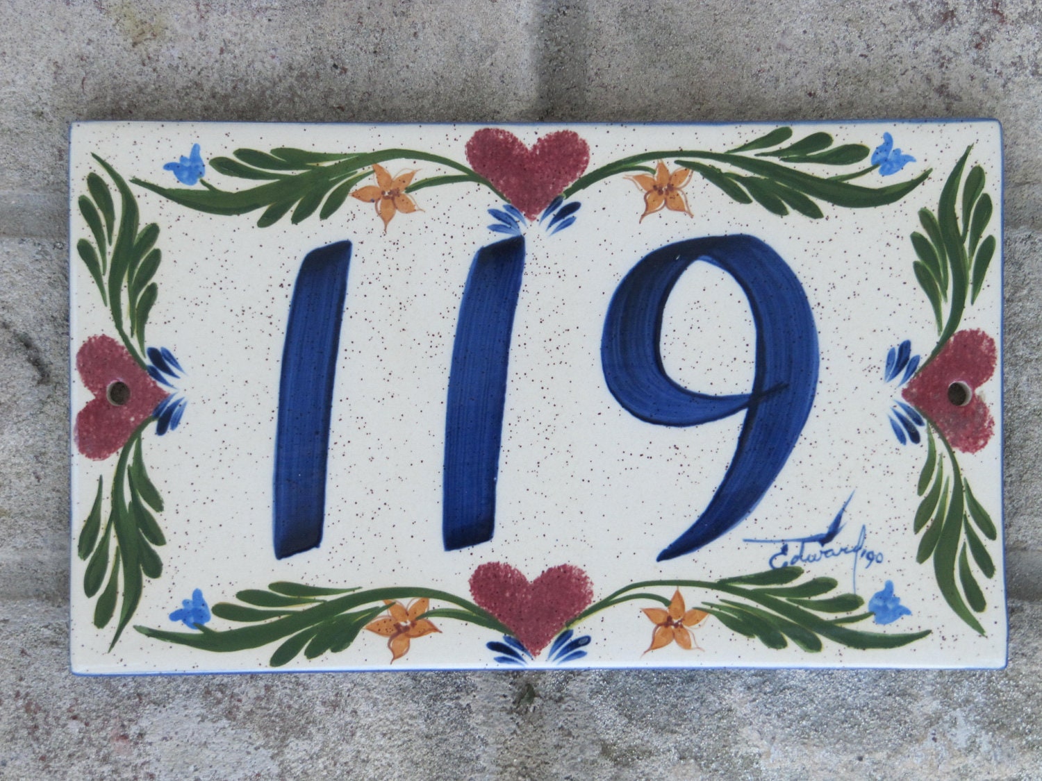 Custom Hand Painted Ceramic House Number Tile Placque or | Etsy