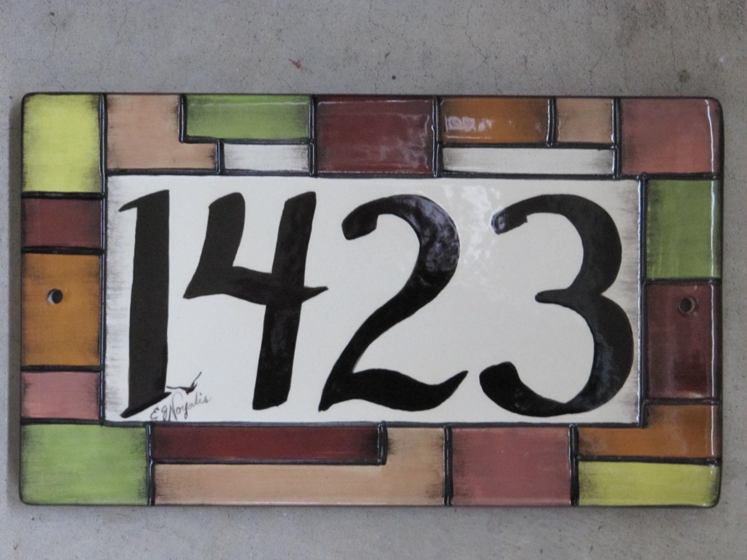 Custom Hand Painted Ceramic House Number Tile Placque or - Etsy
