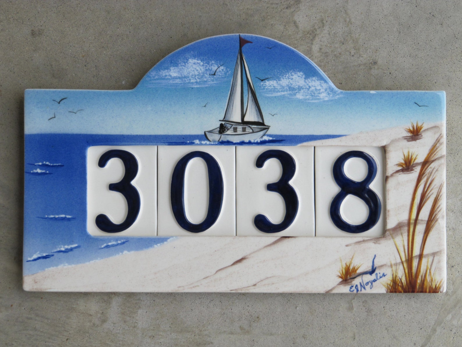 Custom Hand Painted Ceramic House Number Tile Plaque or Sign - Etsy