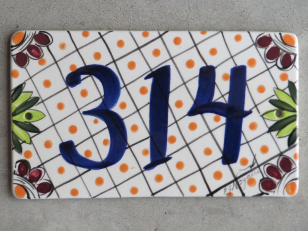 Custom Hand Painted Ceramic House Number Tile, Placque, or Sign - Etsy