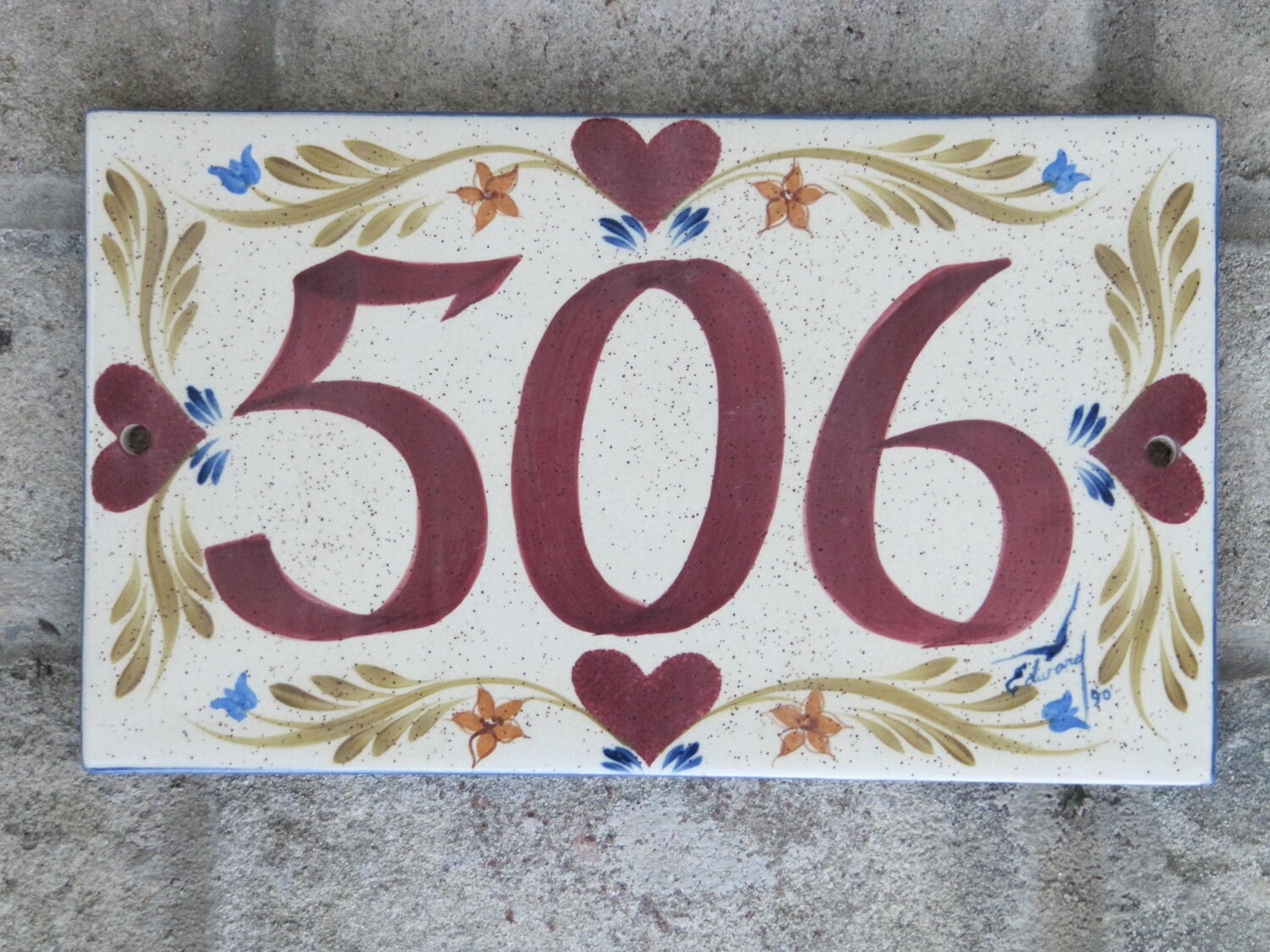 Custom Hand Painted Ceramic House Number Tile Placque or - Etsy