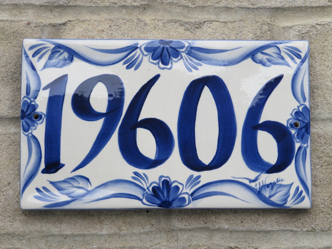 Custom Hand Painted Ceramic House Number Tile Placque or - Etsy