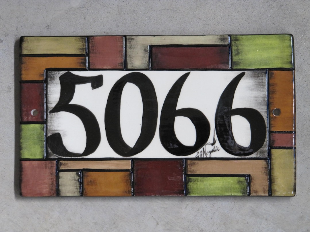 Custom Hand Painted Ceramic House Number Tile, Placque, or Sign - Etsy