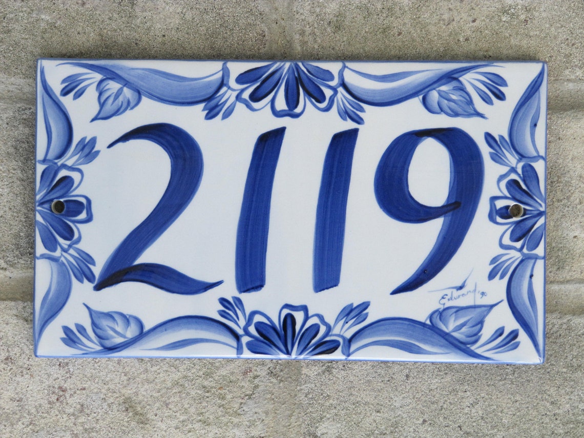 Custom Hand Painted Ceramic House Number Tile Placque or - Etsy