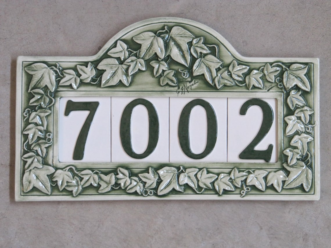 Custom Hand Painted Ceramic House Number Tile Placque or - Etsy