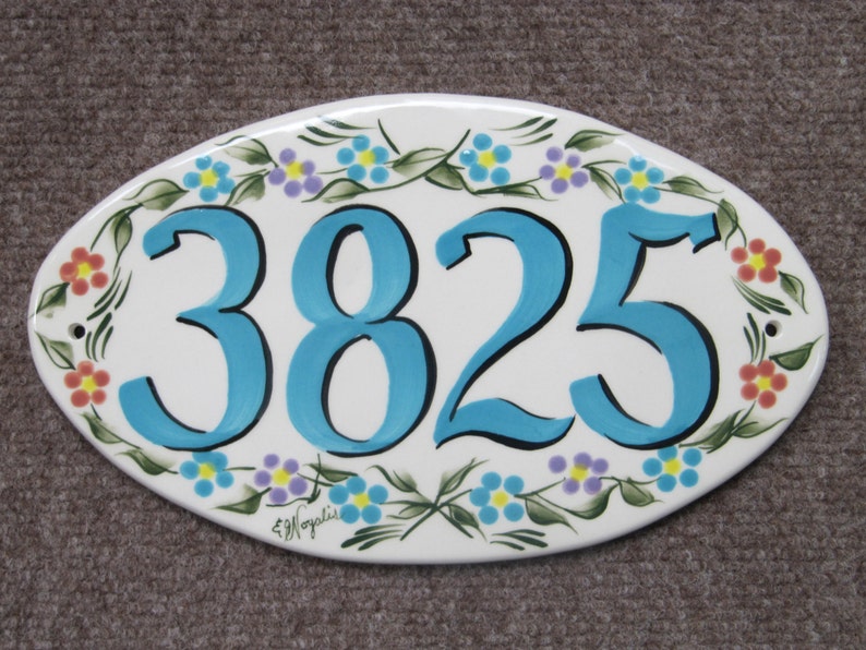 Custom Hand Painted Ceramic House Number Tile, Placque, or Sign - Etsy