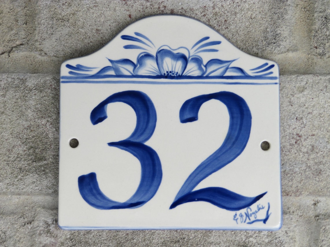 Custom Hand Painted Ceramic House Number Tile Placque or | Etsy