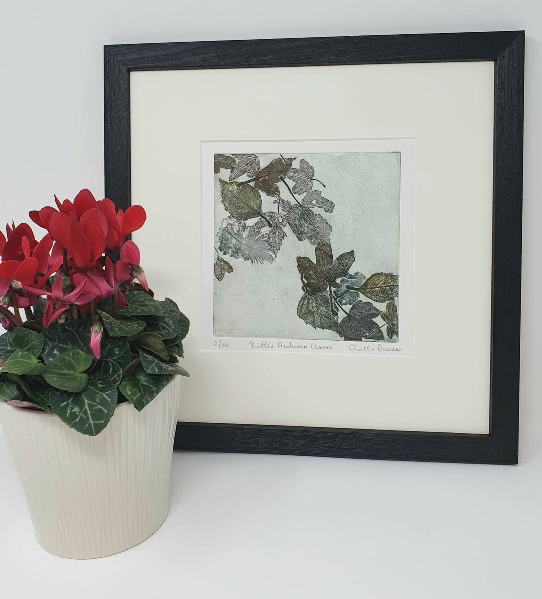 Autumn Leaves Etching//fine Art Print//handmade//unframed - Etsy