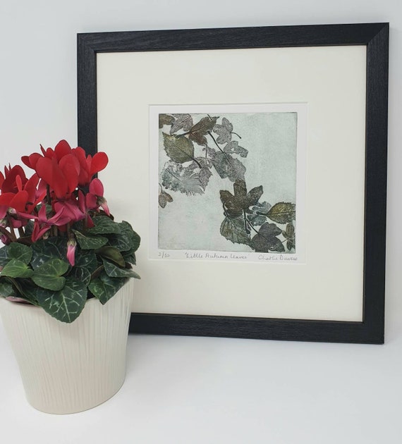 Autumn Leaves Etching//fine Art Print//handmade//unframed - Etsy