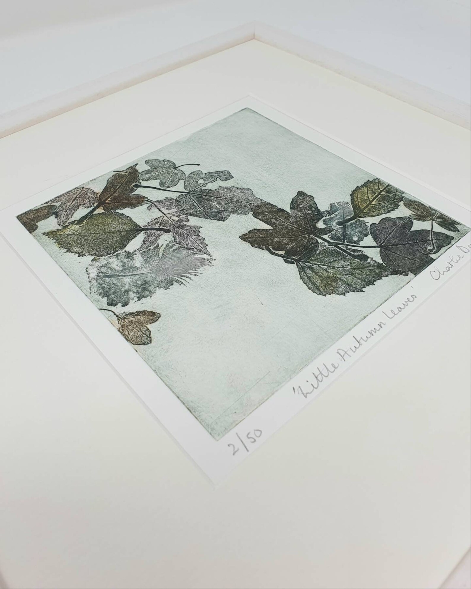 Autumn Leaves Etching//fine Art Print//handmade//unframed - Etsy