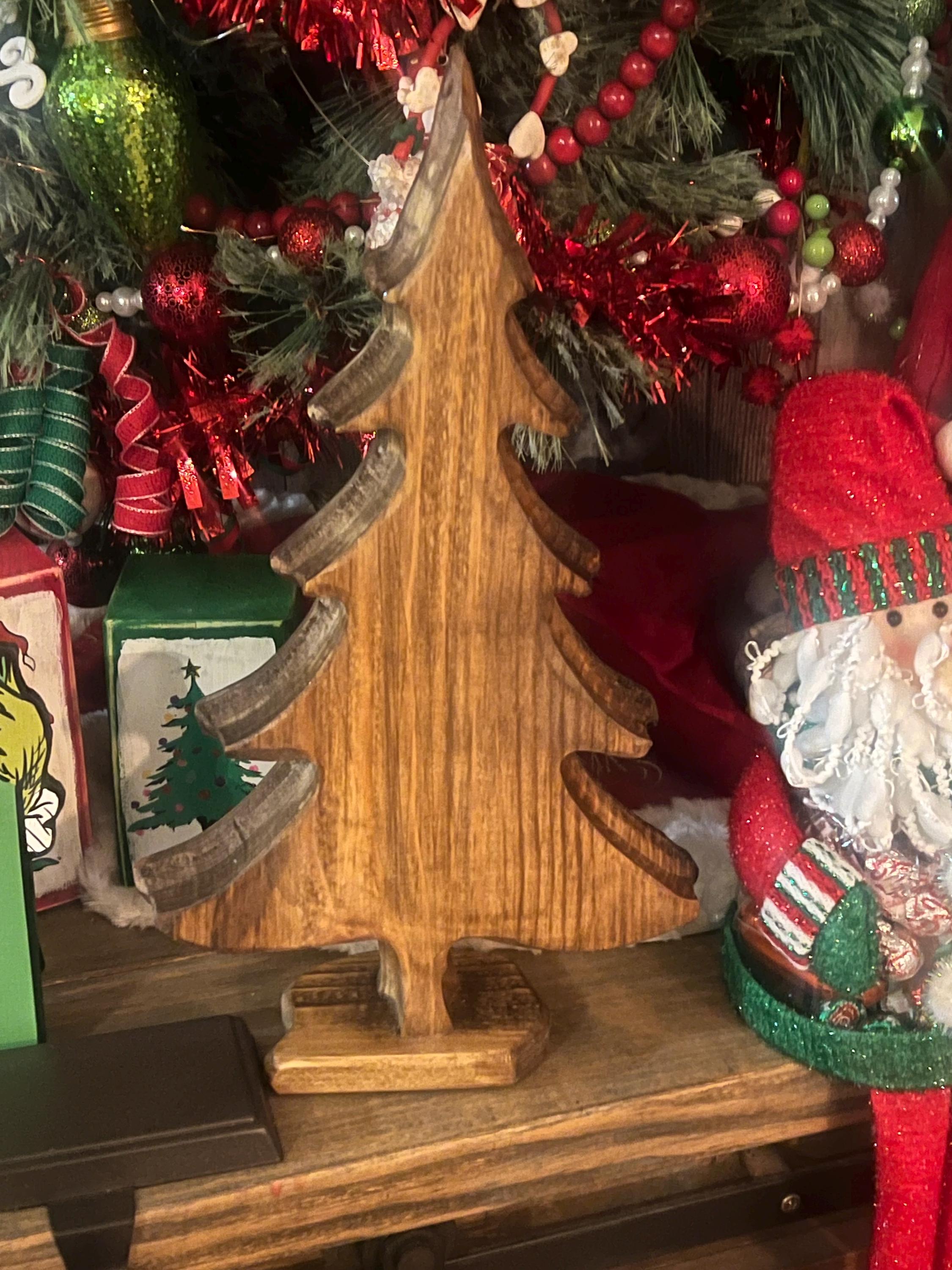 Large 14” Solid Wood Farmhouse Style Christmas Tree or Year Round Tree ...