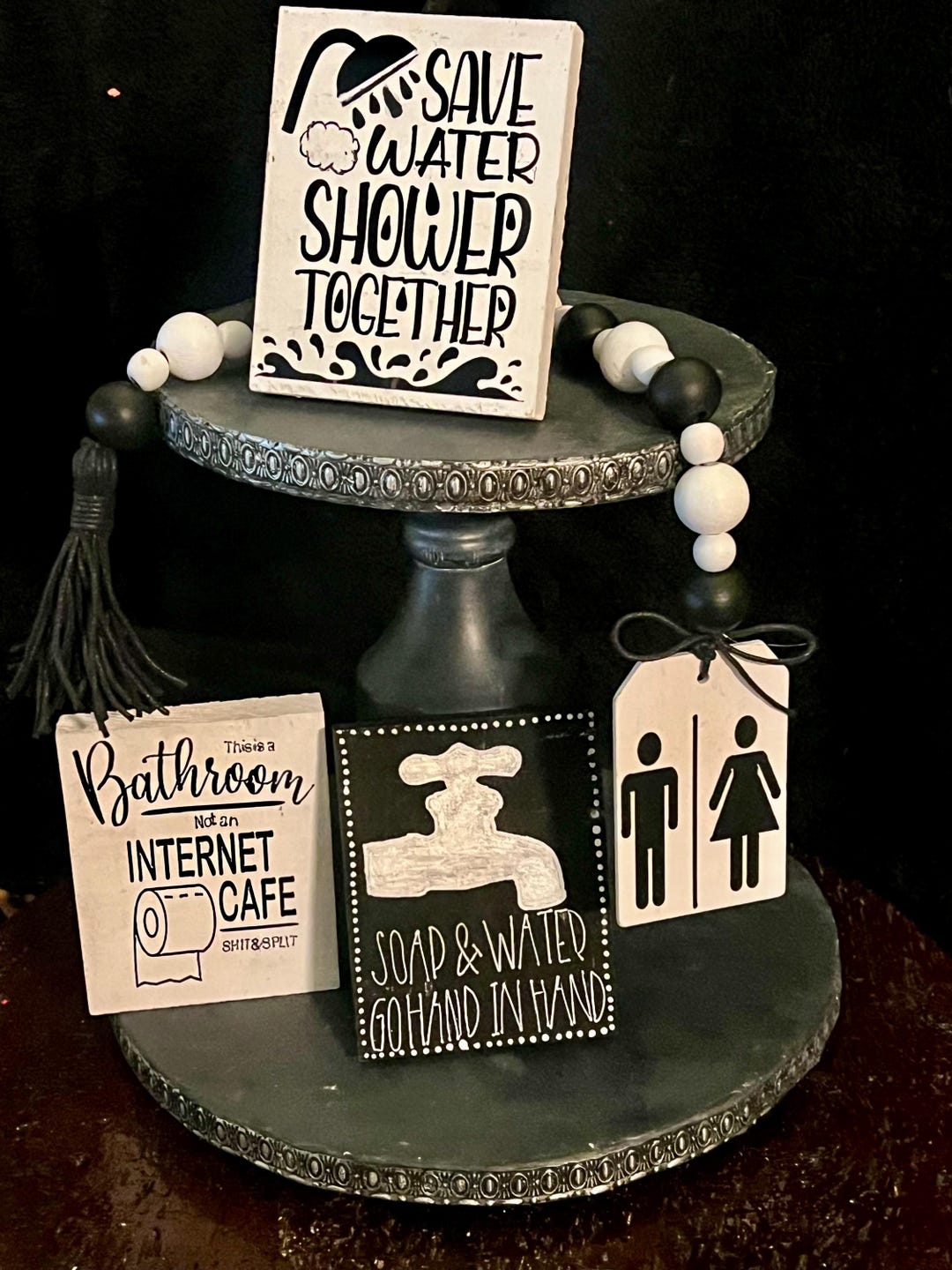Funny Bathroom Tiered Tray Decor or Shelf and Countertop Decor - Etsy