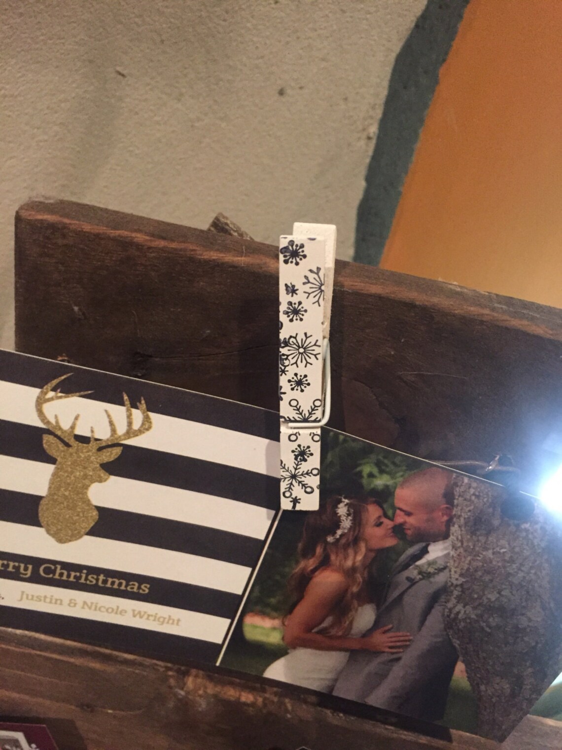 Rustic Christmas Tree Card Holder & Clothespins. - Etsy