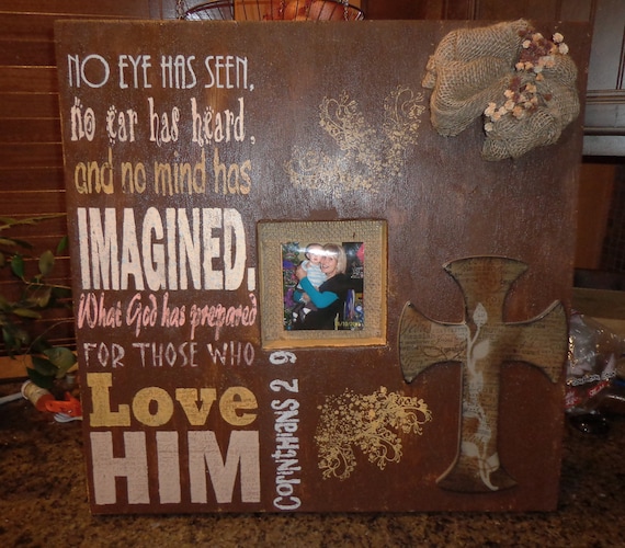 Box picture frame with Bible quote | Etsy