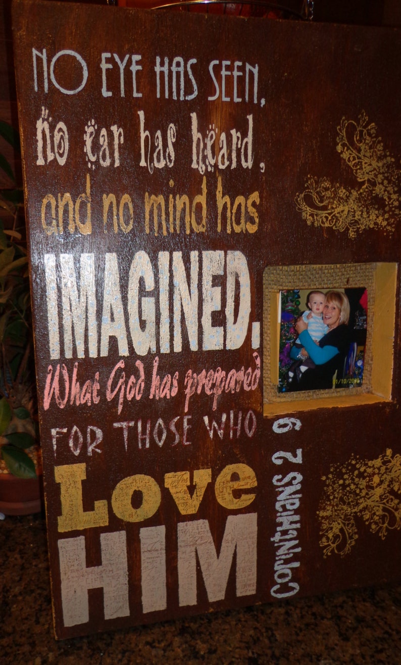 Box picture frame with Bible quote | Etsy
