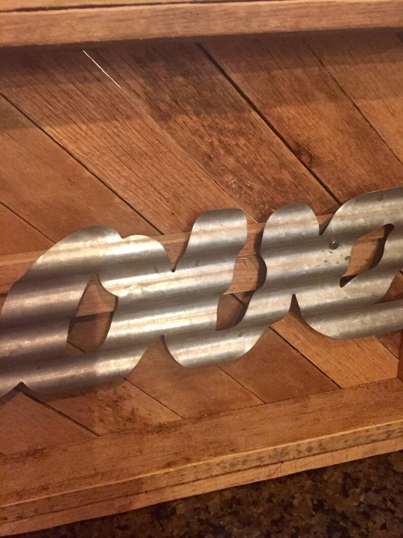 Rustic love Corrugated Metal and Wood Sign | Etsy