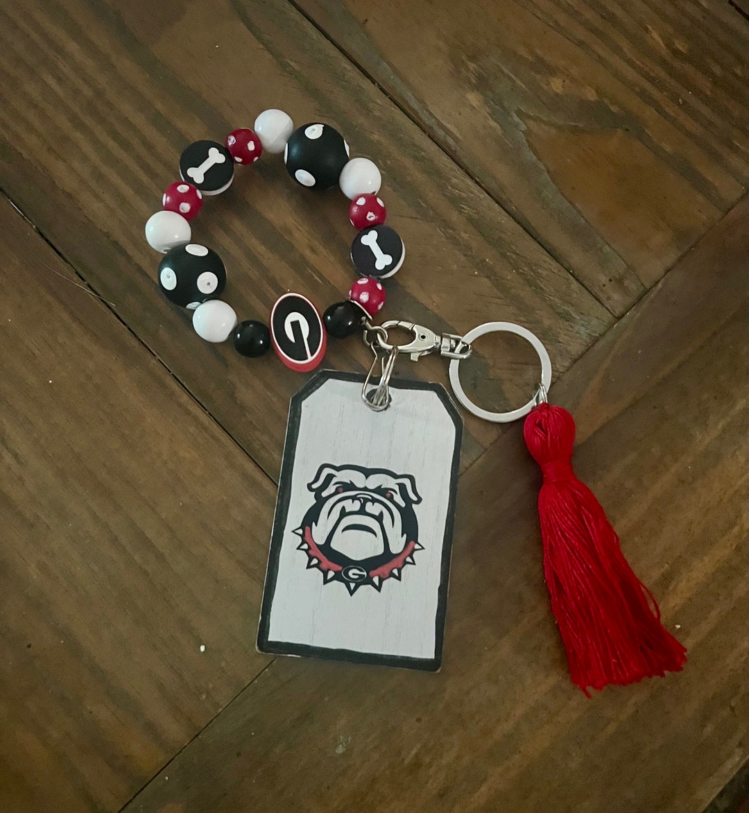 Georgia Bulldogs Colors Wristlet Keychain With Double Sided Tag and ...