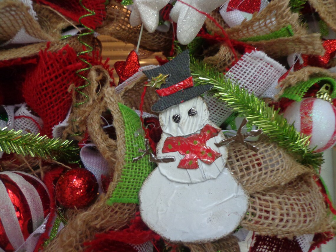 Red And Green Christmas Elf Wreath Etsy