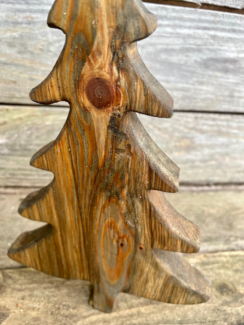 Large 14” Solid Wood Farmhouse Style Christmas Tree or Year Round Tree ...