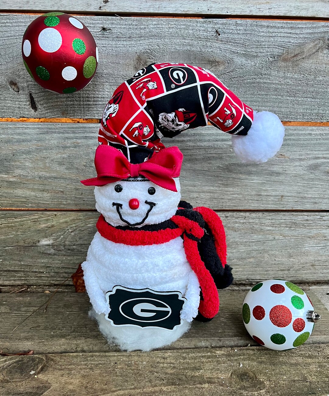 Totally Handmade Georgia Bulldogs Chenille Snowman 15.5tall to Bend in ...